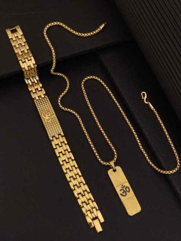 Gold plated ohm bracelet+ohm pendent+chain (Men's) – Astrokalp